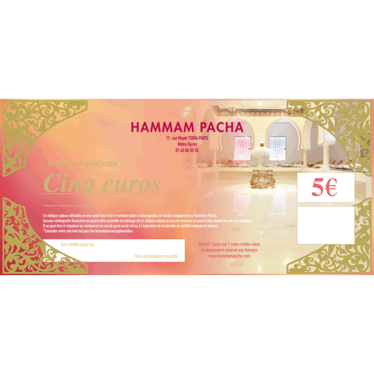 Chèque cadeau 5 euros - Hammam Pacha Shop